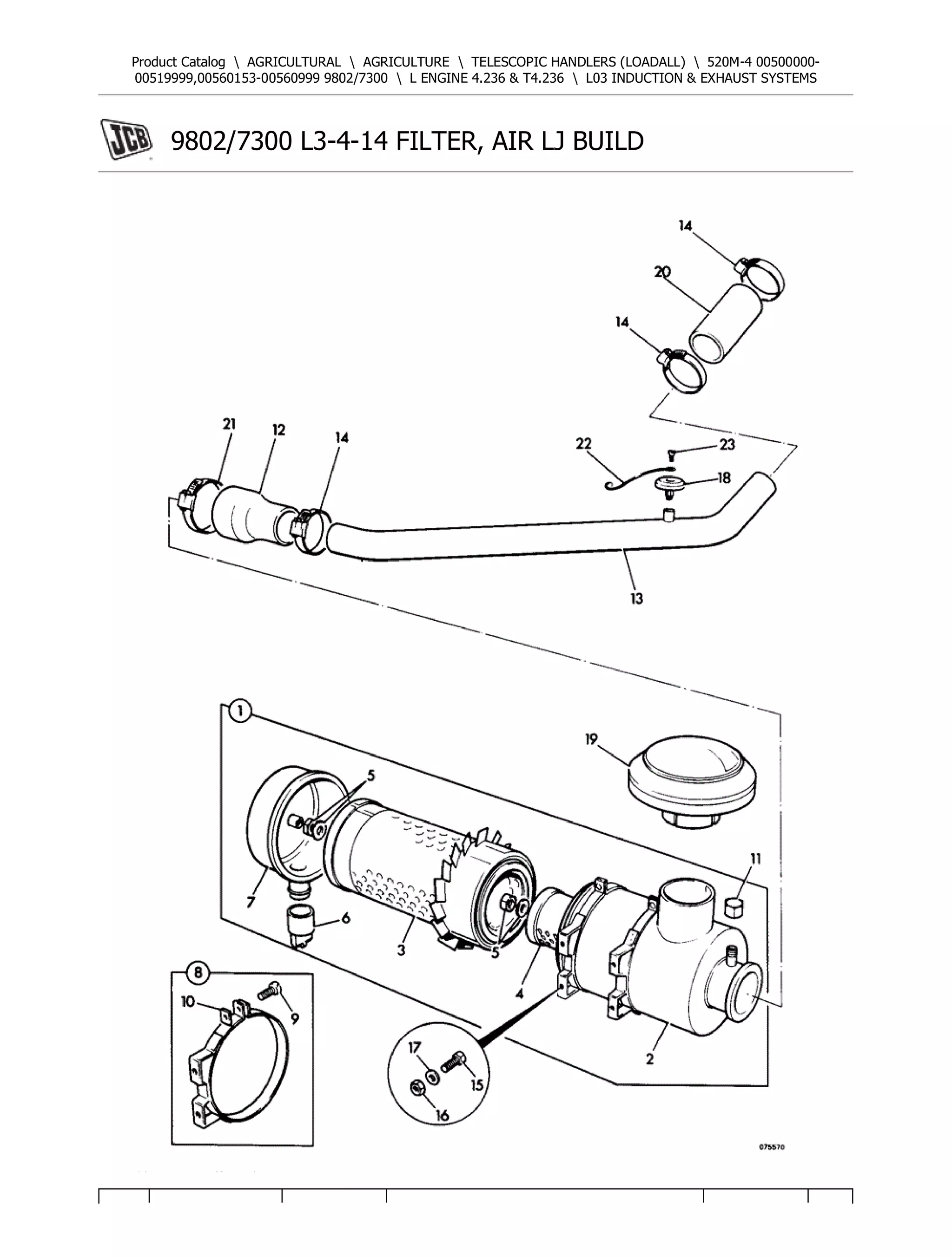JCB 520M-4 Telescopic Handlers (Loadall) Parts Catalogue Manual (Serial Number 00500000-00519999 ...