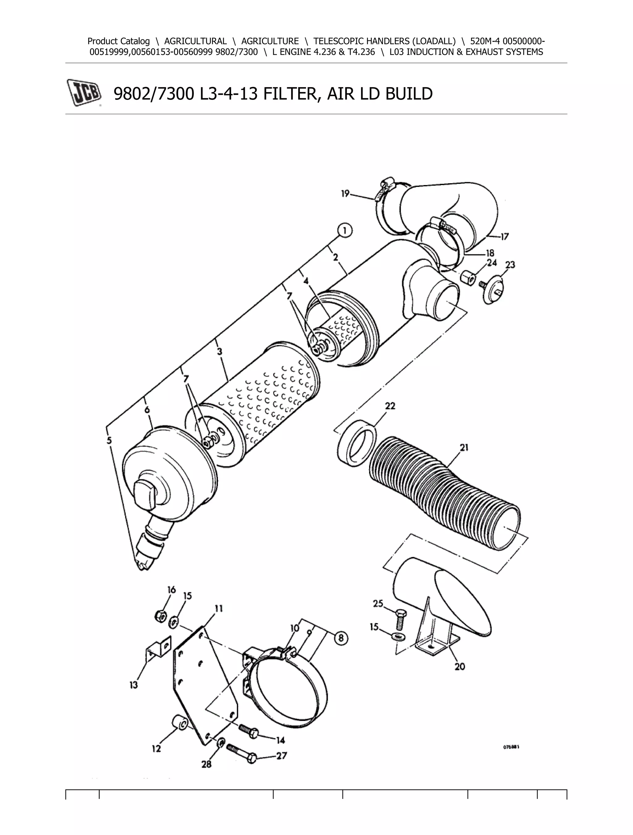 JCB 520M-4 Telescopic Handlers (Loadall) Parts Catalogue Manual (Serial ...