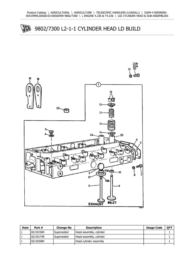 JCB 520M-4 Telescopic Handlers (Loadall) Parts Catalogue Manual (Serial ...