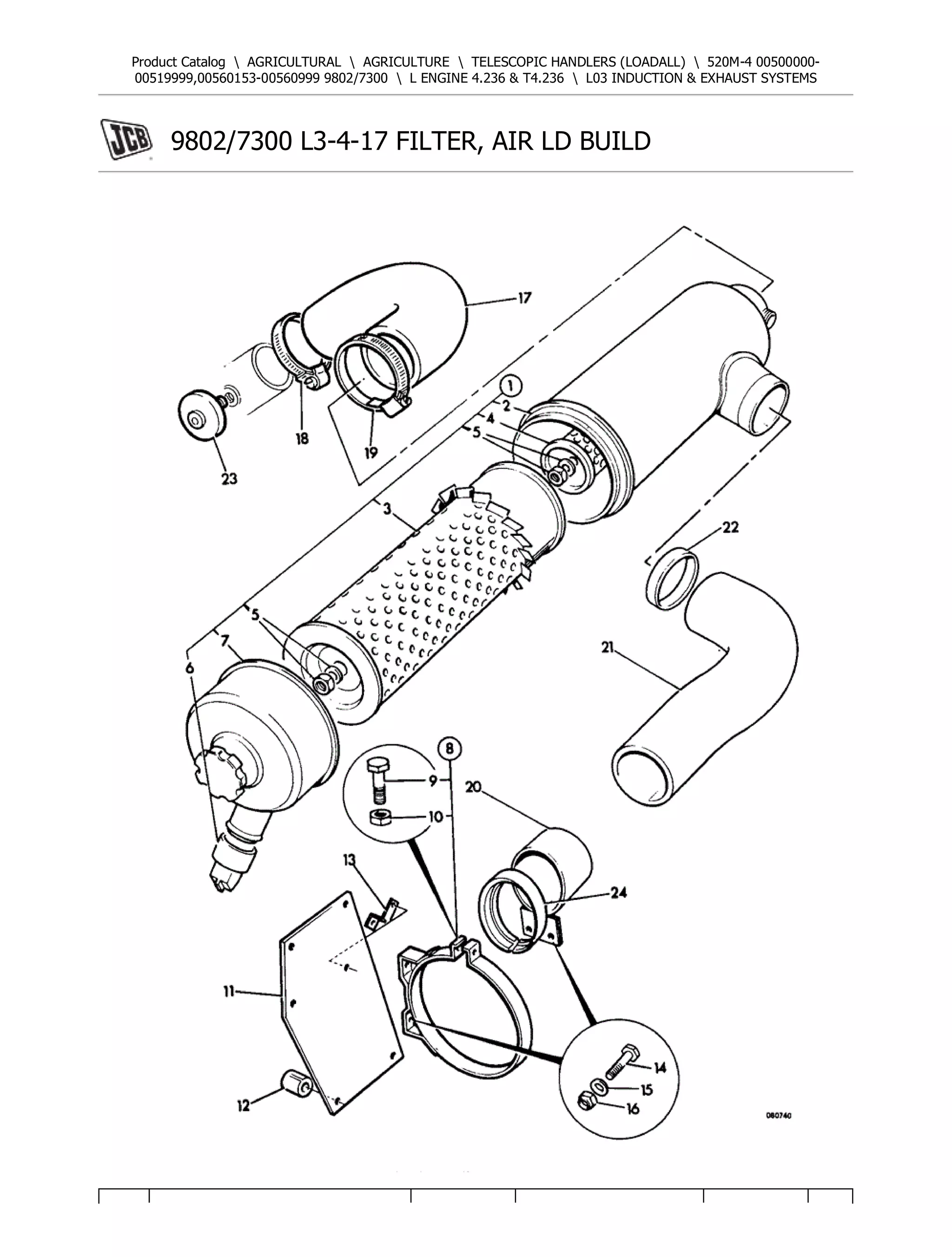 JCB 520M-4 Telescopic Handlers (Loadall) Parts Catalogue Manual (Serial ...