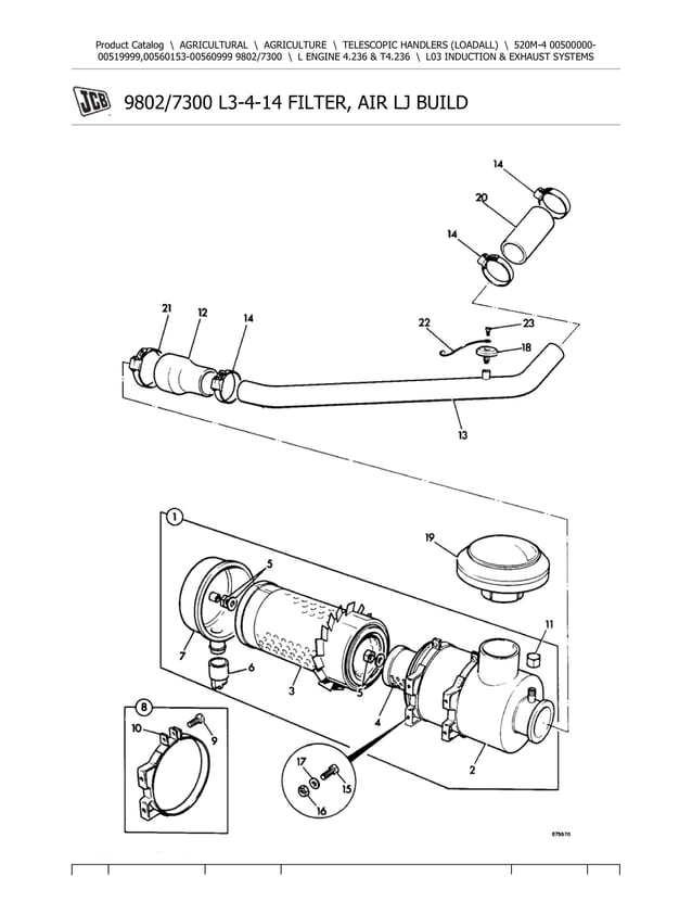 JCB 520M-4 Telescopic Handlers (Loadall) Parts Catalogue Manual (Serial ...