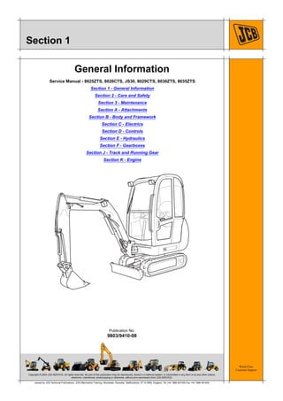 Jcb 8029 cts compact excavator service repair manual sn 2314949 | PDF