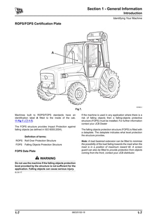 Jcb 926 rough terrain fork lift service repair manual serial no. 602000 ...