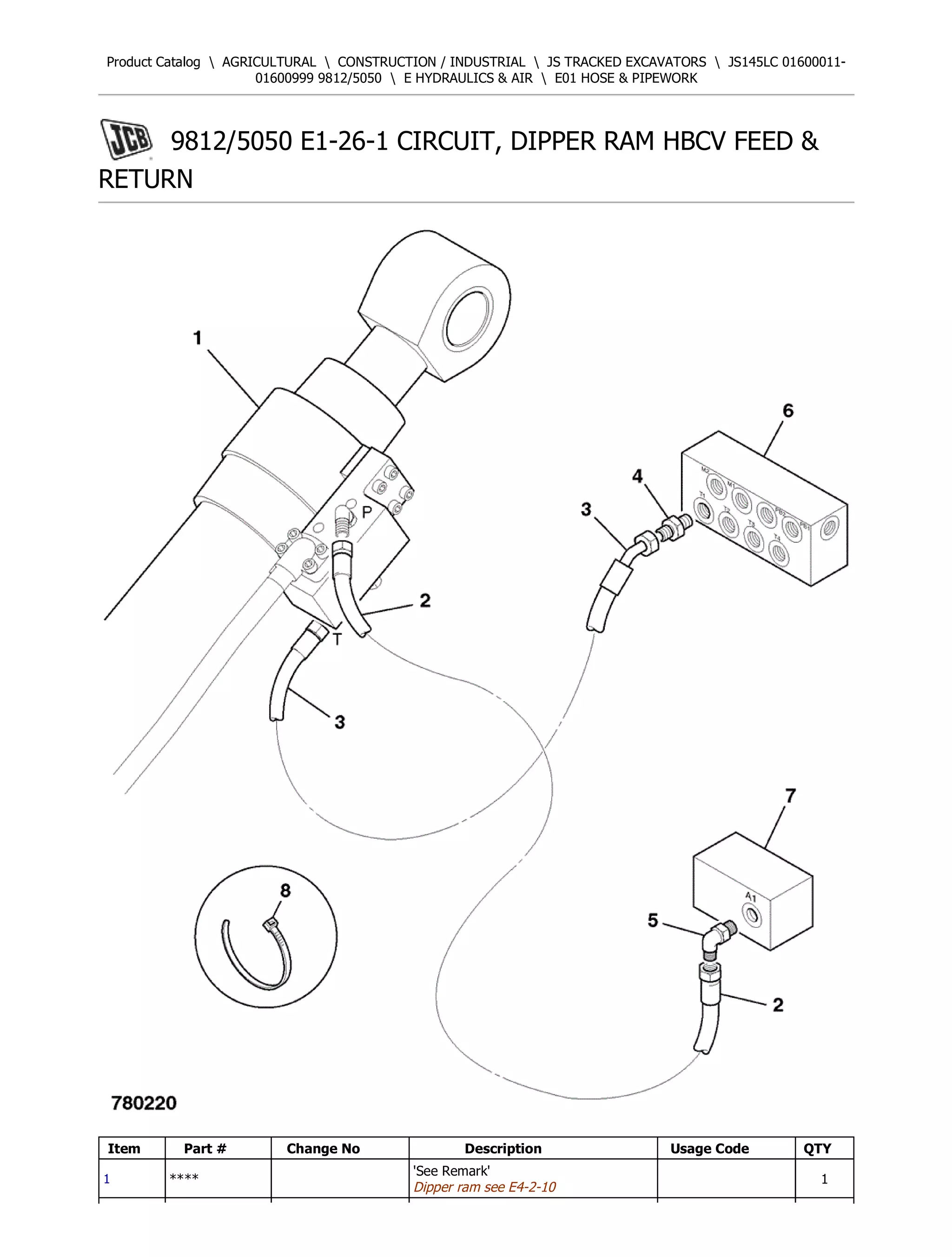 JCB JS145LC TRACKED EXCAVATOR Parts Catalogue Manual (Serial Number ...