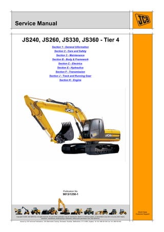 Jcb js360 tier 4 tracked excavator service repair manual sn 2050750 to ...