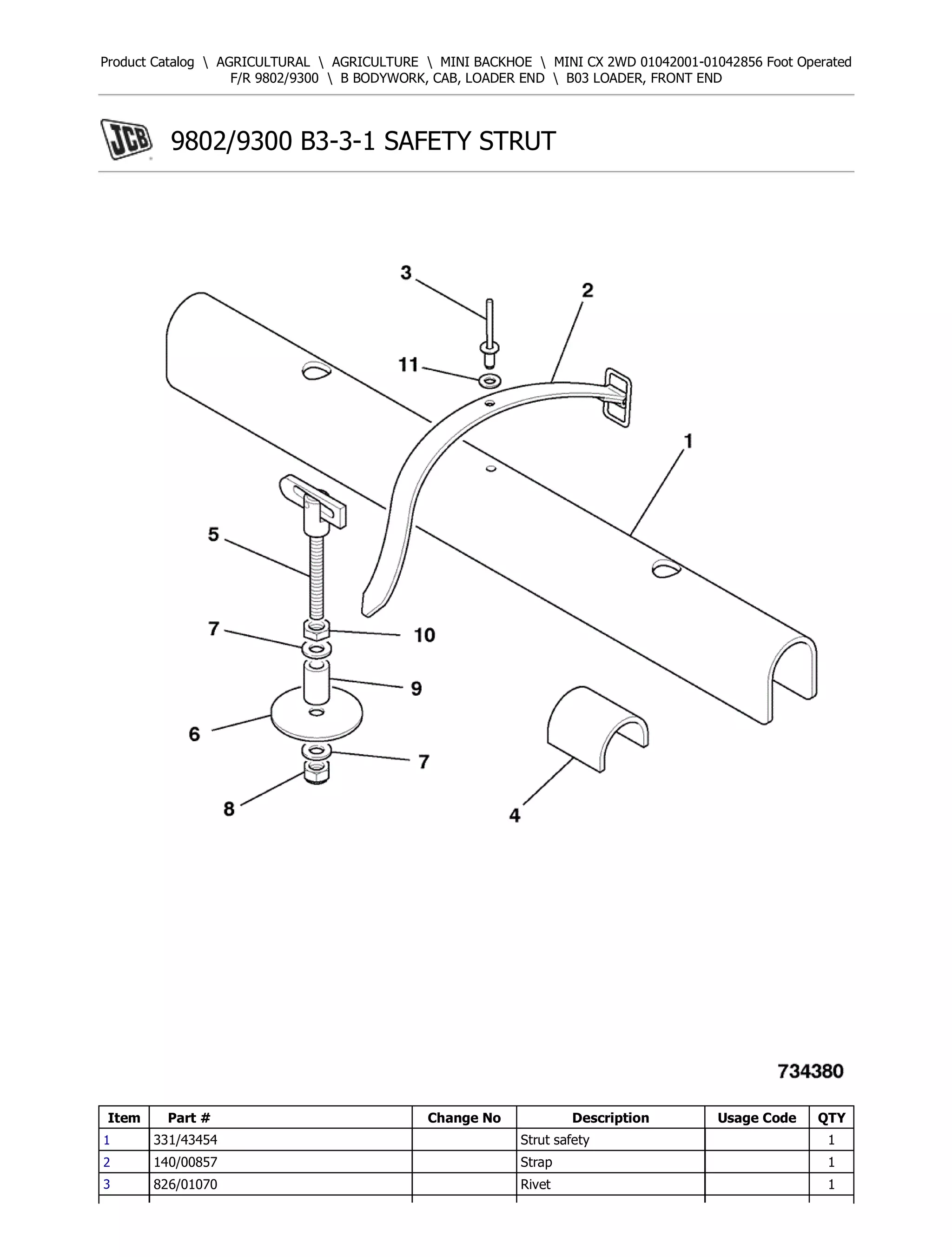 JCB MINI CX 2WD Mini Backhoe Parts Catalogue Manual (Serial Number ...