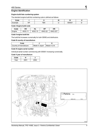 Jcb perkins 400 series (models 403 c 15) engine service repair manual | PDF