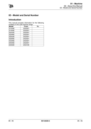 Jcb s1930 e mobile elevating work platform service repair manual sn ...