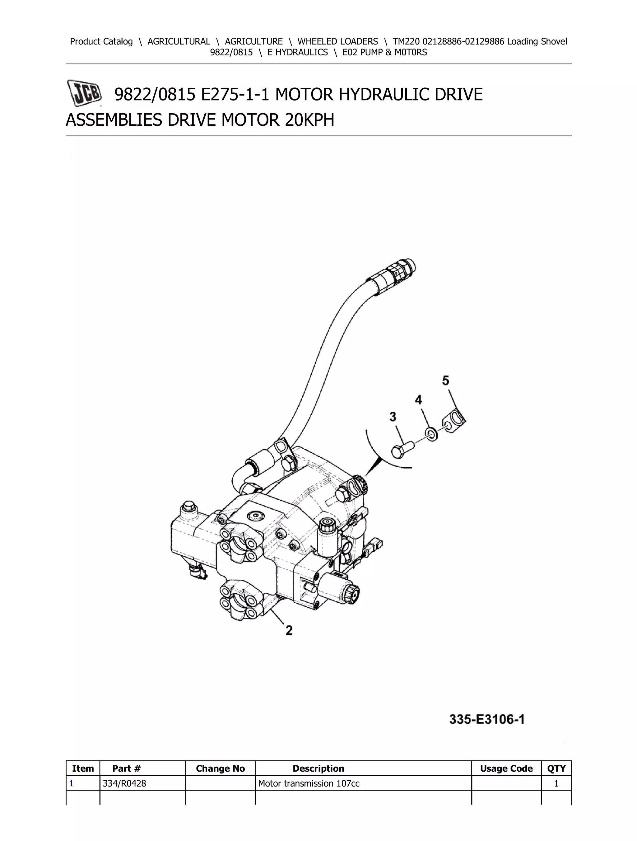 JCB TM220 Telescopic Wheeled Loader Parts Catalogue Manual (Serial ...