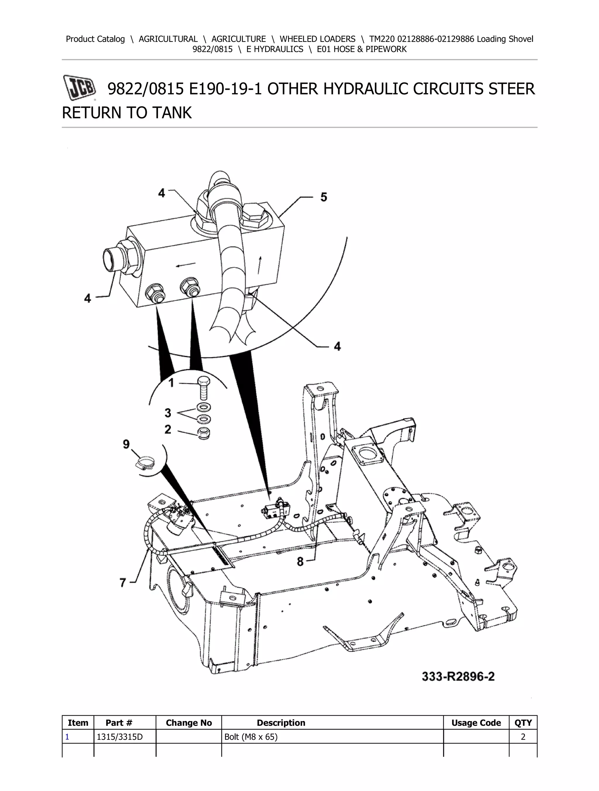JCB TM220 Telescopic Wheeled Loader Parts Catalogue Manual (Serial ...