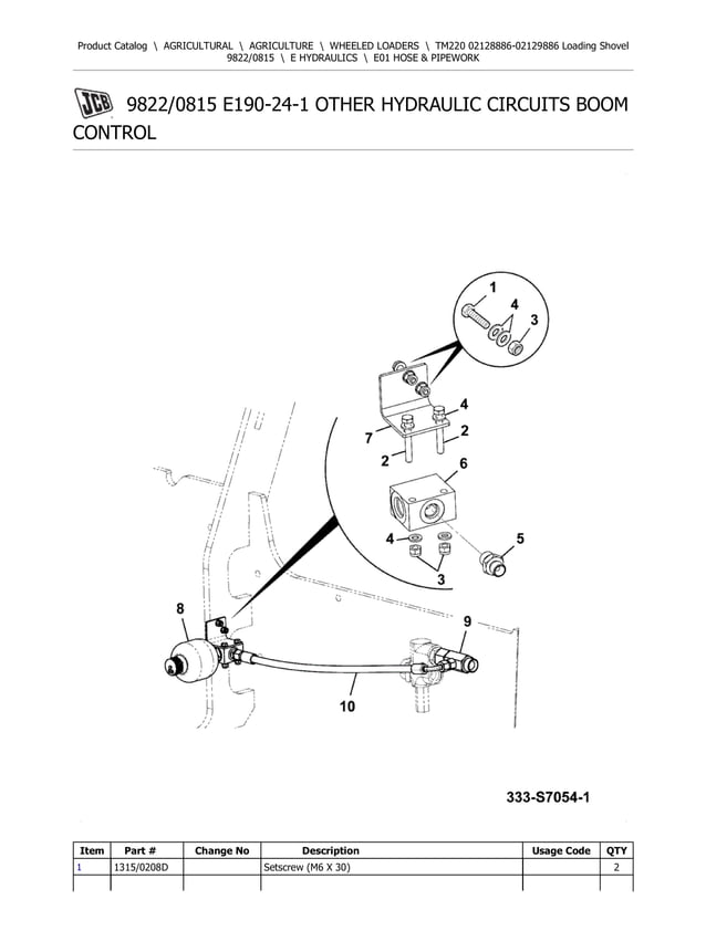 JCB TM220 Telescopic Wheeled Loader Parts Catalogue Manual (Serial ...