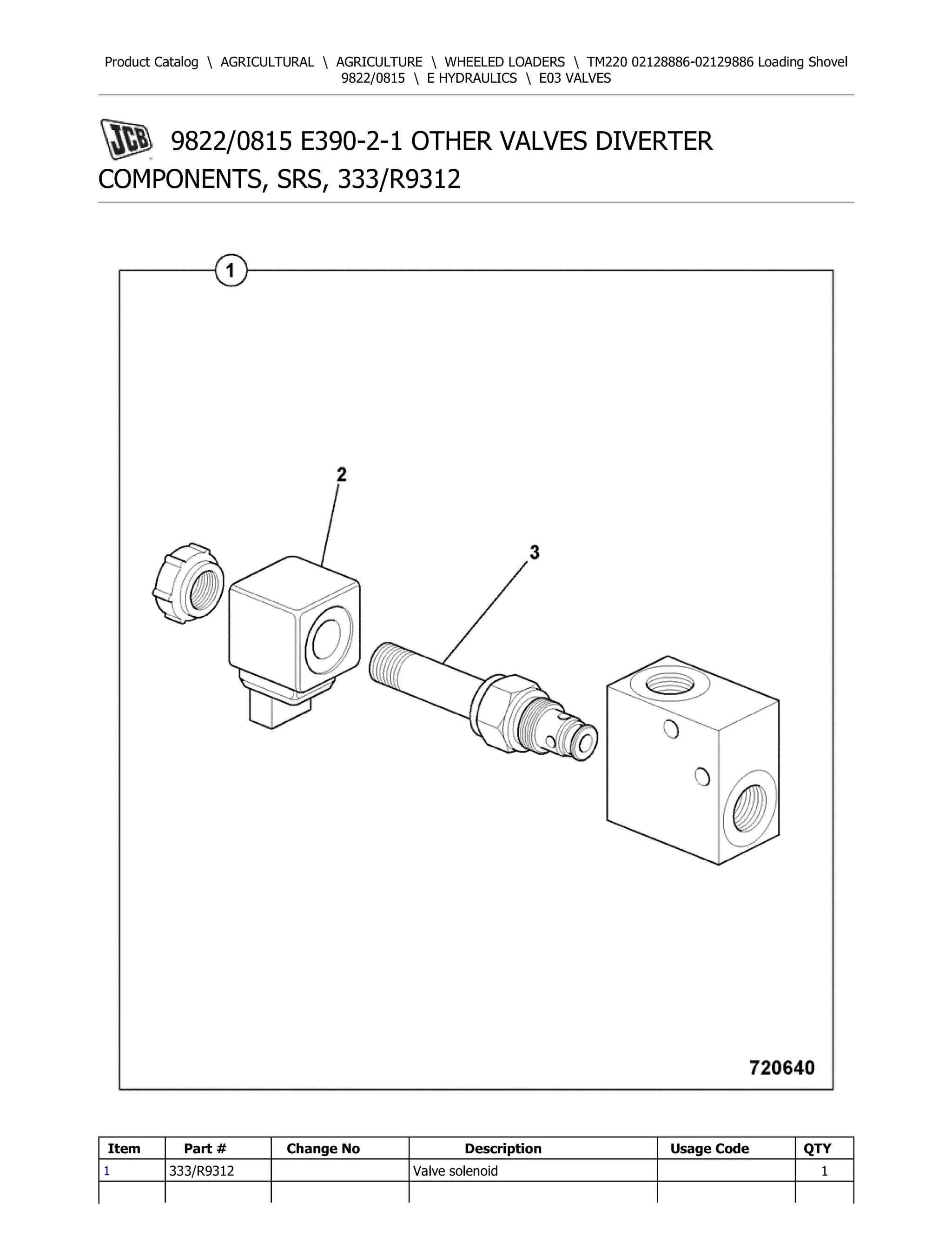 JCB TM220 Telescopic Wheeled Loader Parts Catalogue Manual (Serial ...