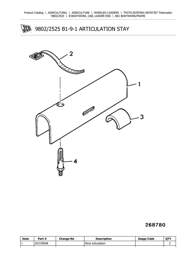 JCB TM270 Telescopic Wheeled Loader Parts Catalogue Manual (Serial ...