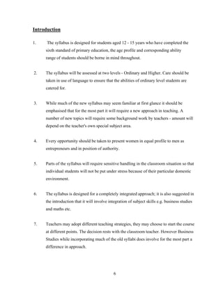 Junior Certificate Business Studies Guidelines for Teachers | PDF