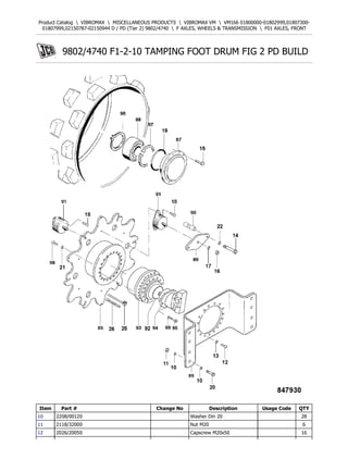 JCB VM166 D PD (Tier 2) VIBROMAX Parts Catalogue Manual (Serial Number ...