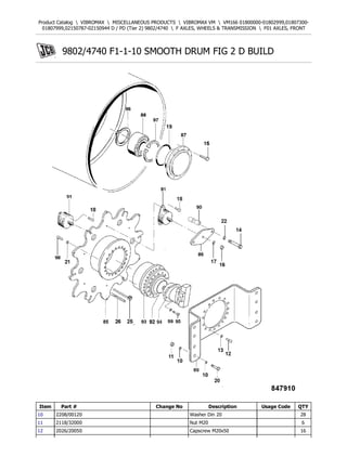 JCB VM166 D PD (Tier 2) VIBROMAX Parts Catalogue Manual (Serial Number ...