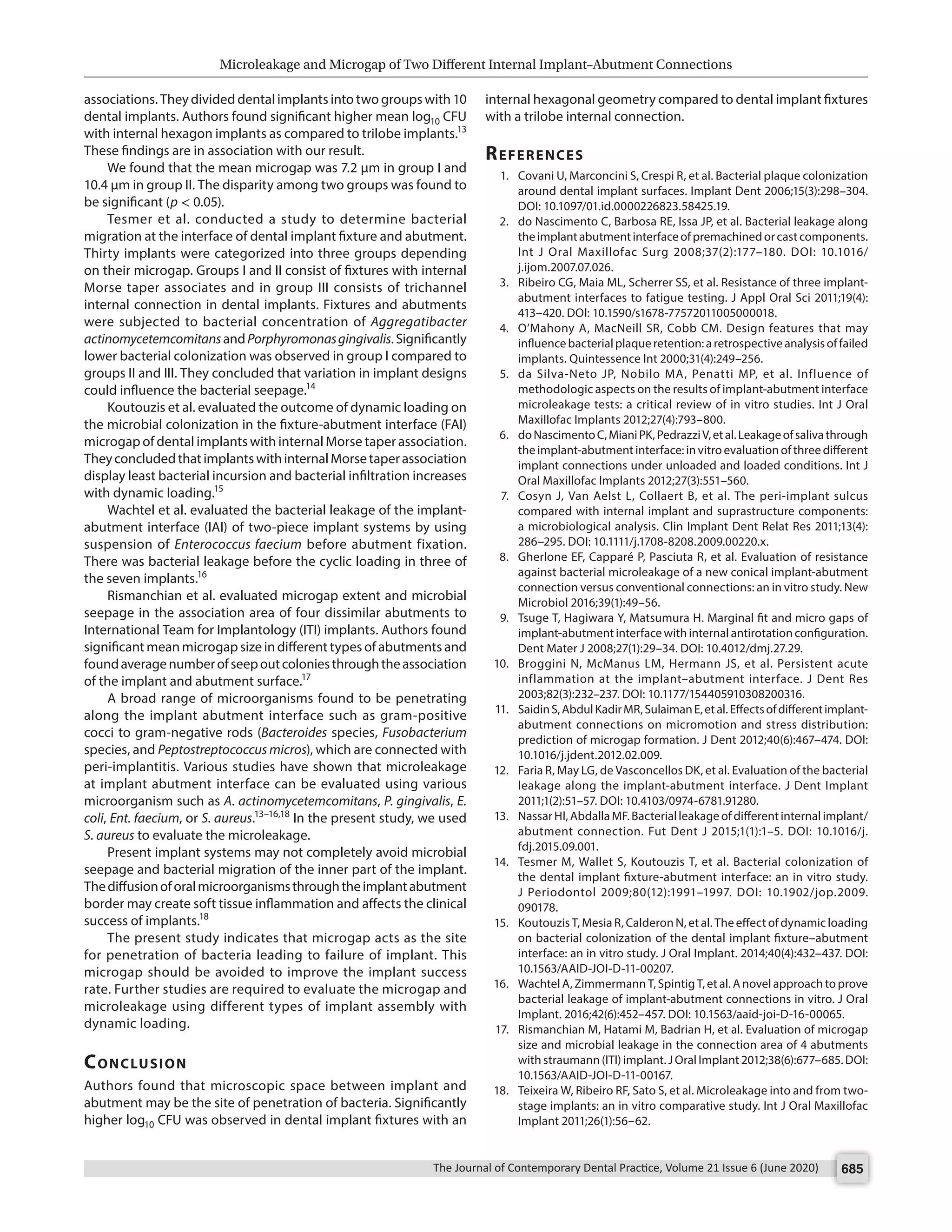 Evaluation of Microleakage and Microgap of Two Different Internal ...