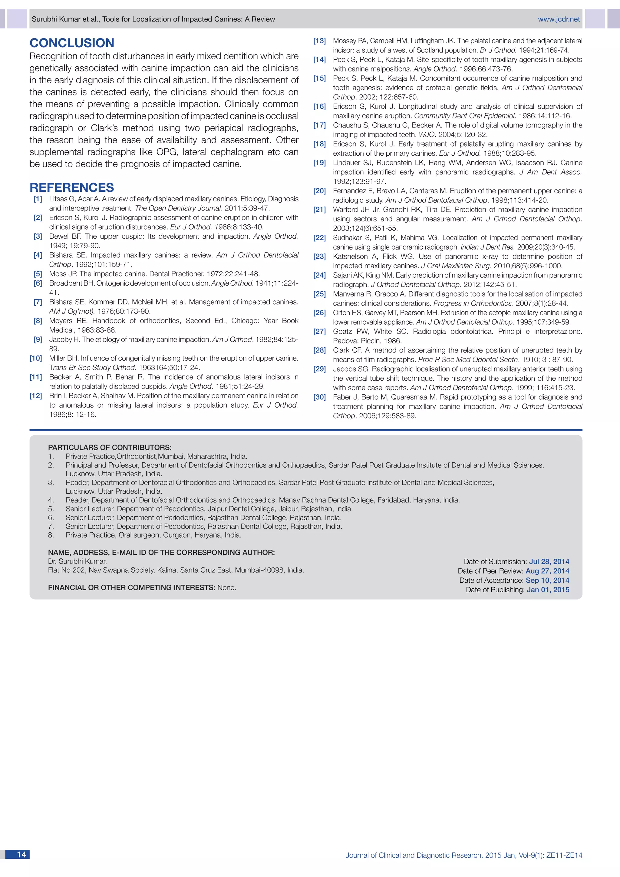 localisation of impacted canine | PDF