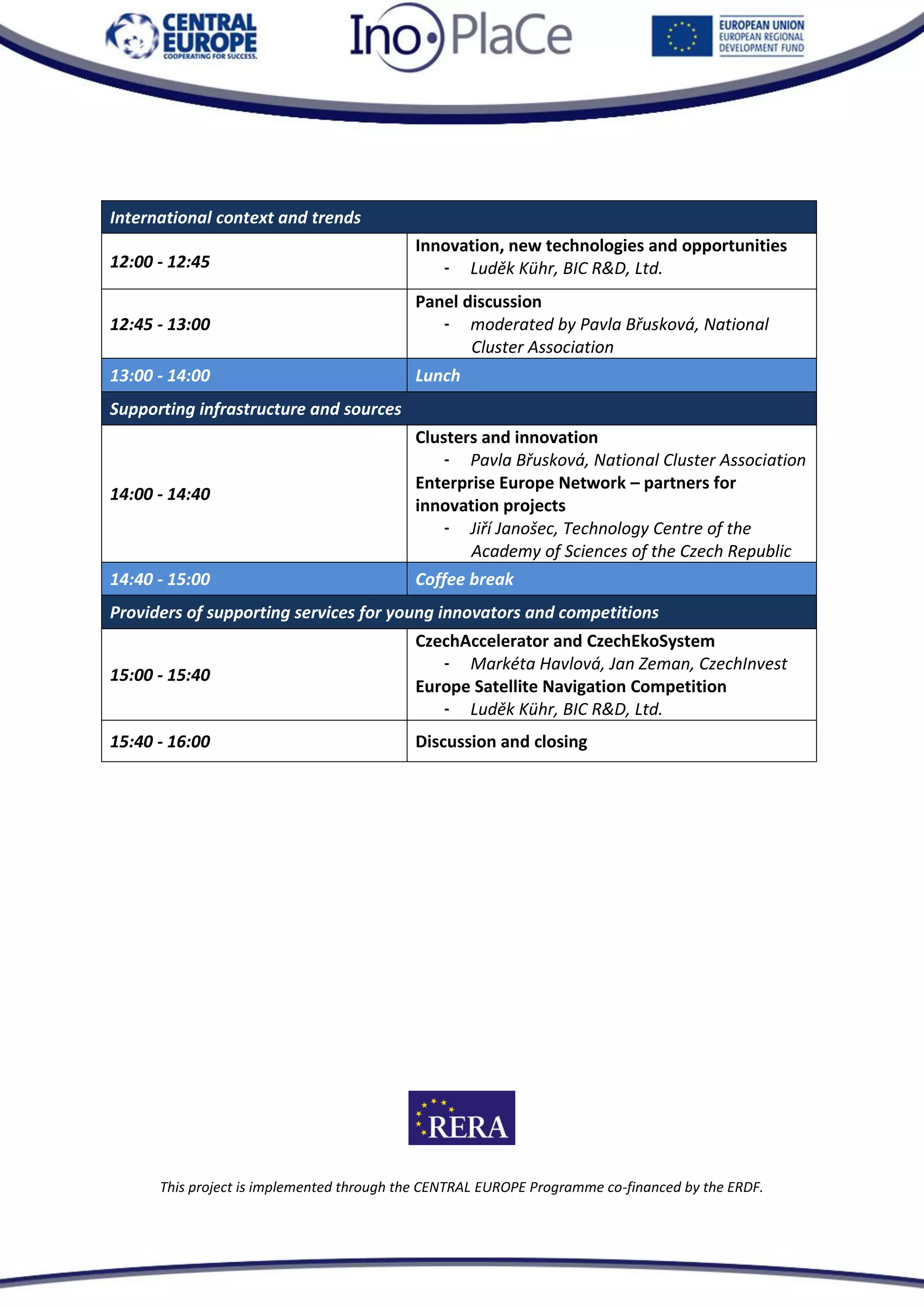 Official invitation and programme of InoPlaCe Final Conference | PDF