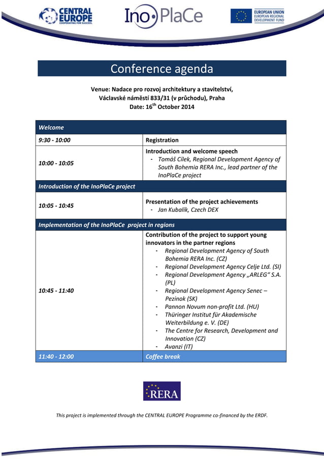 Official invitation and programme of InoPlaCe Final Conference | PDF