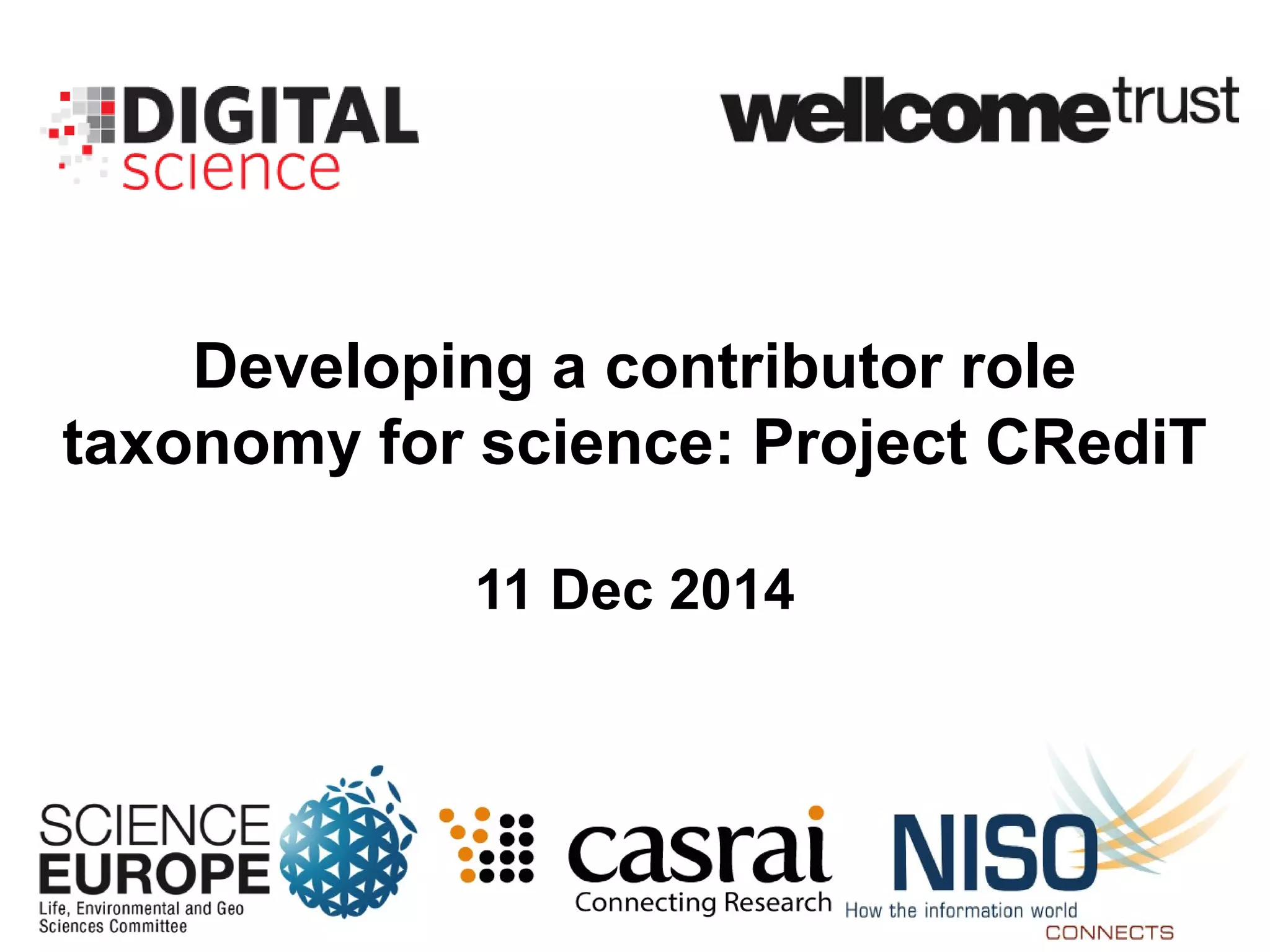 Project Credit: Clifford Lynch - Developing a contributor role taxonomy ...