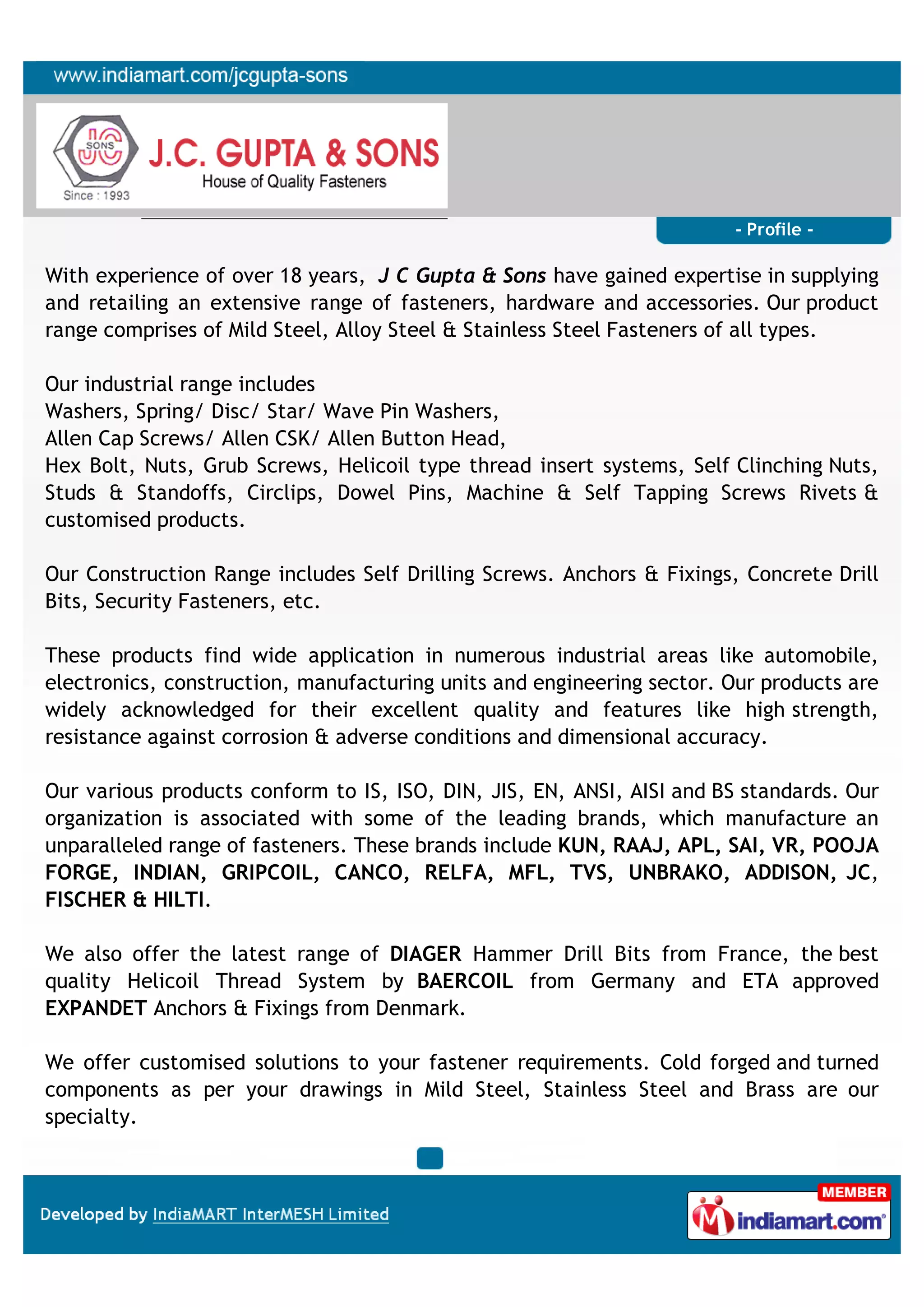 J. C. Gupta & Sons, Bengaluru, Hardware and Accessories | PDF