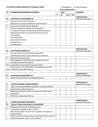 JCI Internal Audit Checklist By-Dr.Mahboob Khan Phd | PDF