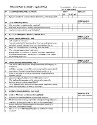 JCI Internal Audit Checklist By-Dr.Mahboob Khan Phd | PDF