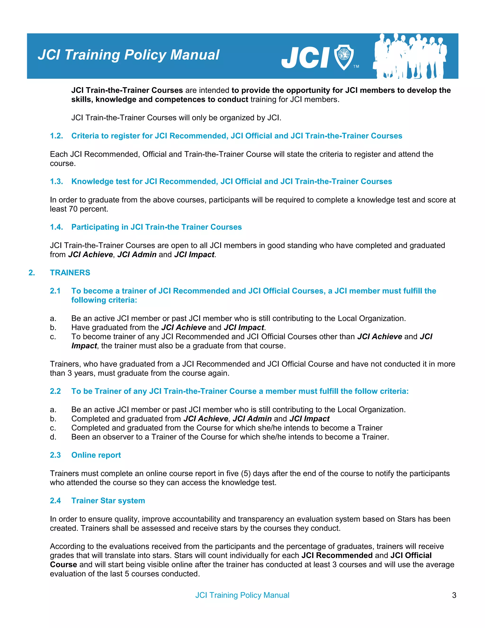 Jci training policy manual eng 2013-01 | PDF
