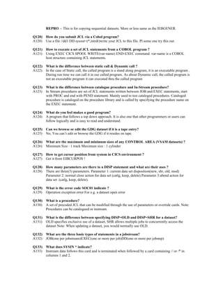 Jcl faqs | DOC | Programming Languages | Computing