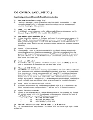 Jcl faqs | DOC | Programming Languages | Computing