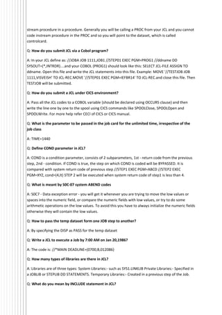 Jcl interview questions | DOC