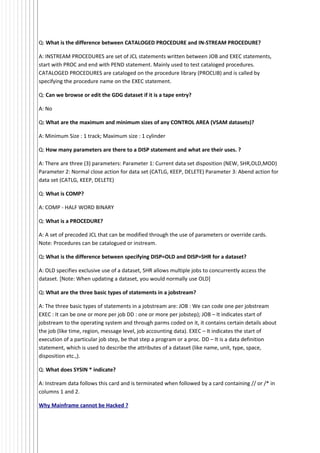 Jcl interview questions | DOC