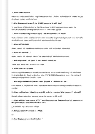 Jcl interview questions | DOC