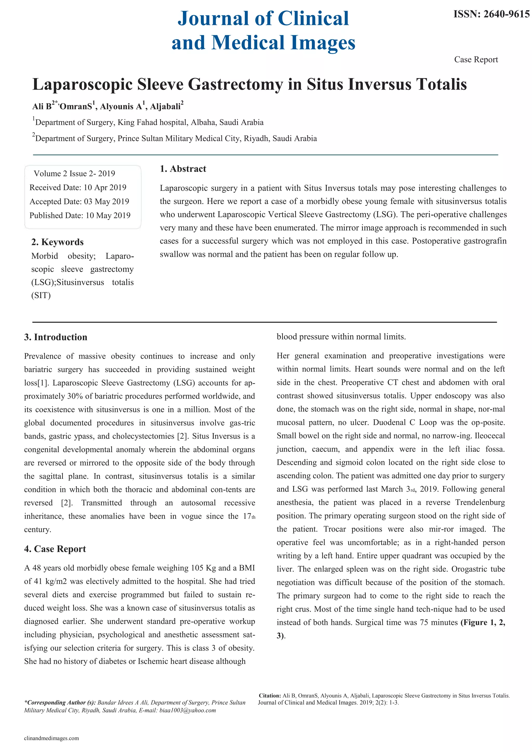 Laparoscopic Sleeve Gastrectomy in Situs Inversus Totalis | PDF