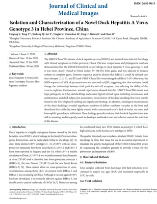 Isolation and Characterization of a Novel Duck Hepatitis A Virus ...