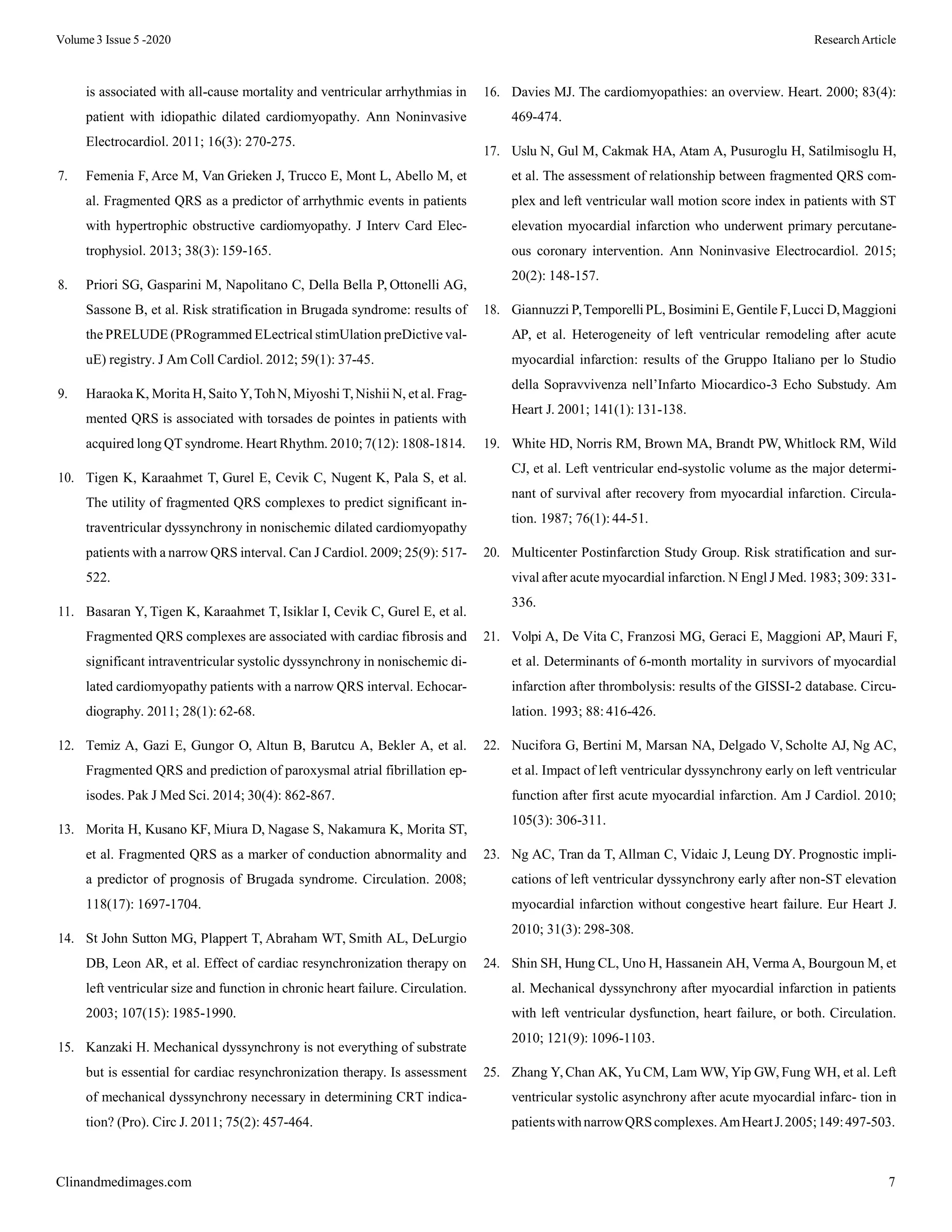 Fragmented QRS Complex is associated with the Left Ventricular ...