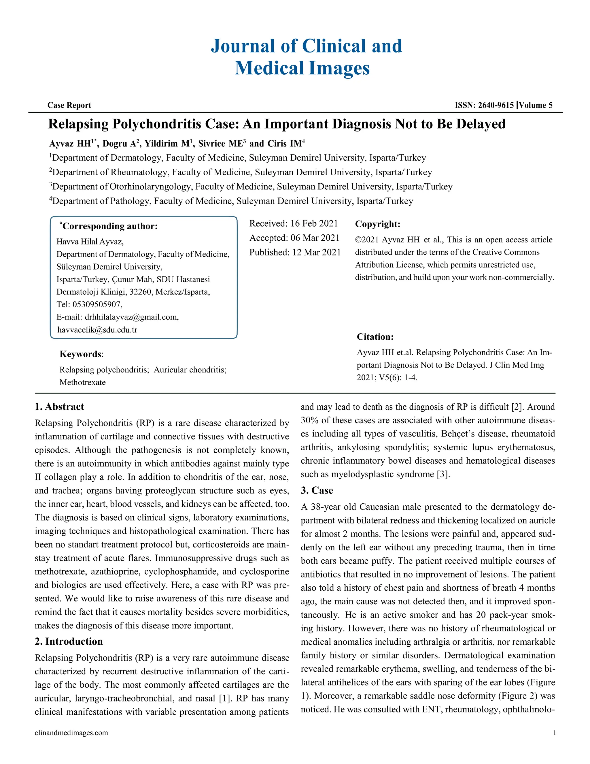 Relapsing Polychondritis Case: An Important Diagnosis Not to Be Delayed ...