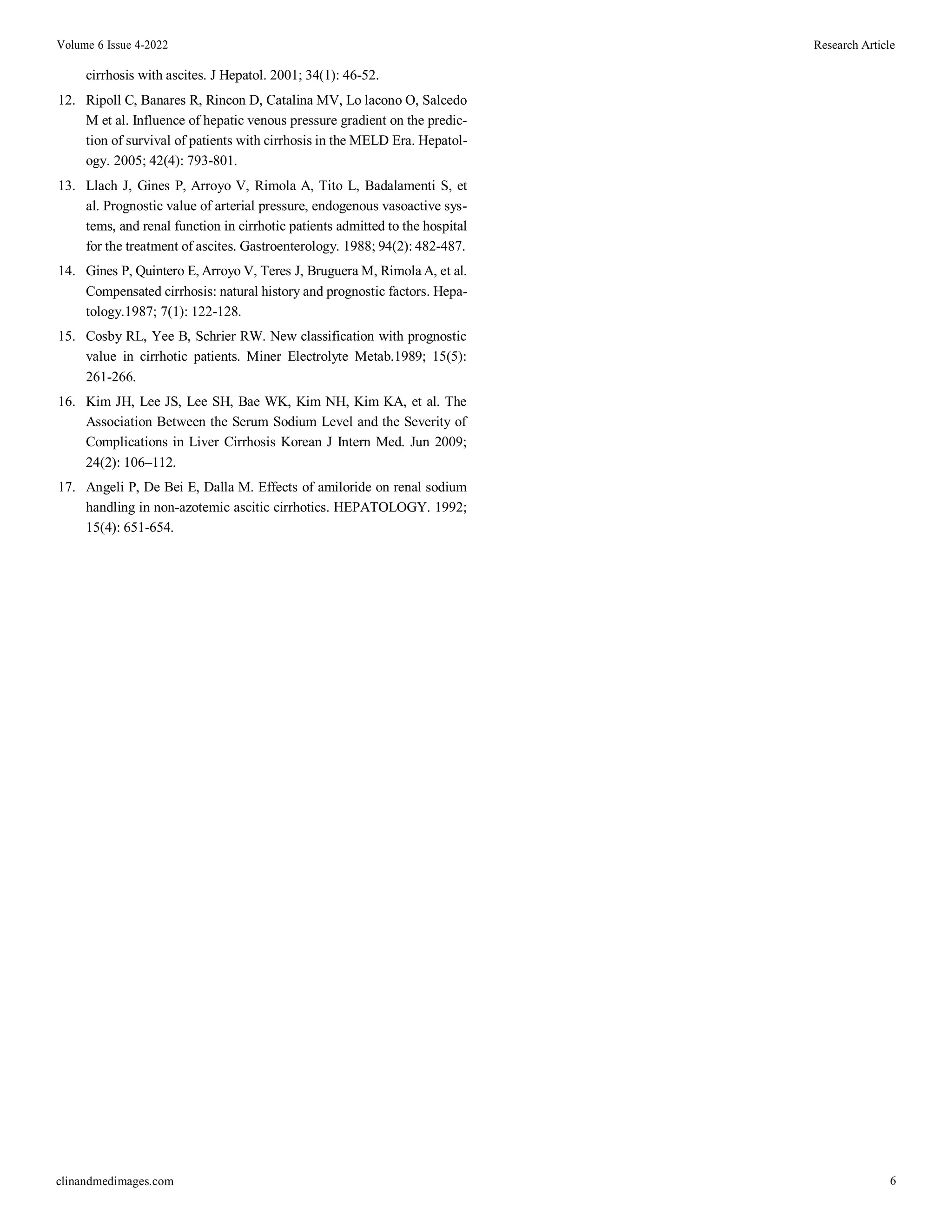 Study of Hyponatremia and its Outcome in Cirrhosis of Liver | PDF