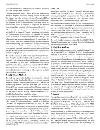 The Coagulation Profile Monitoring of COVID-19 Patients with Standard ...