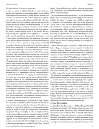 The Clinical use of Artificial Intelligence in the Analysis of Chest Radiographs and Computed ...