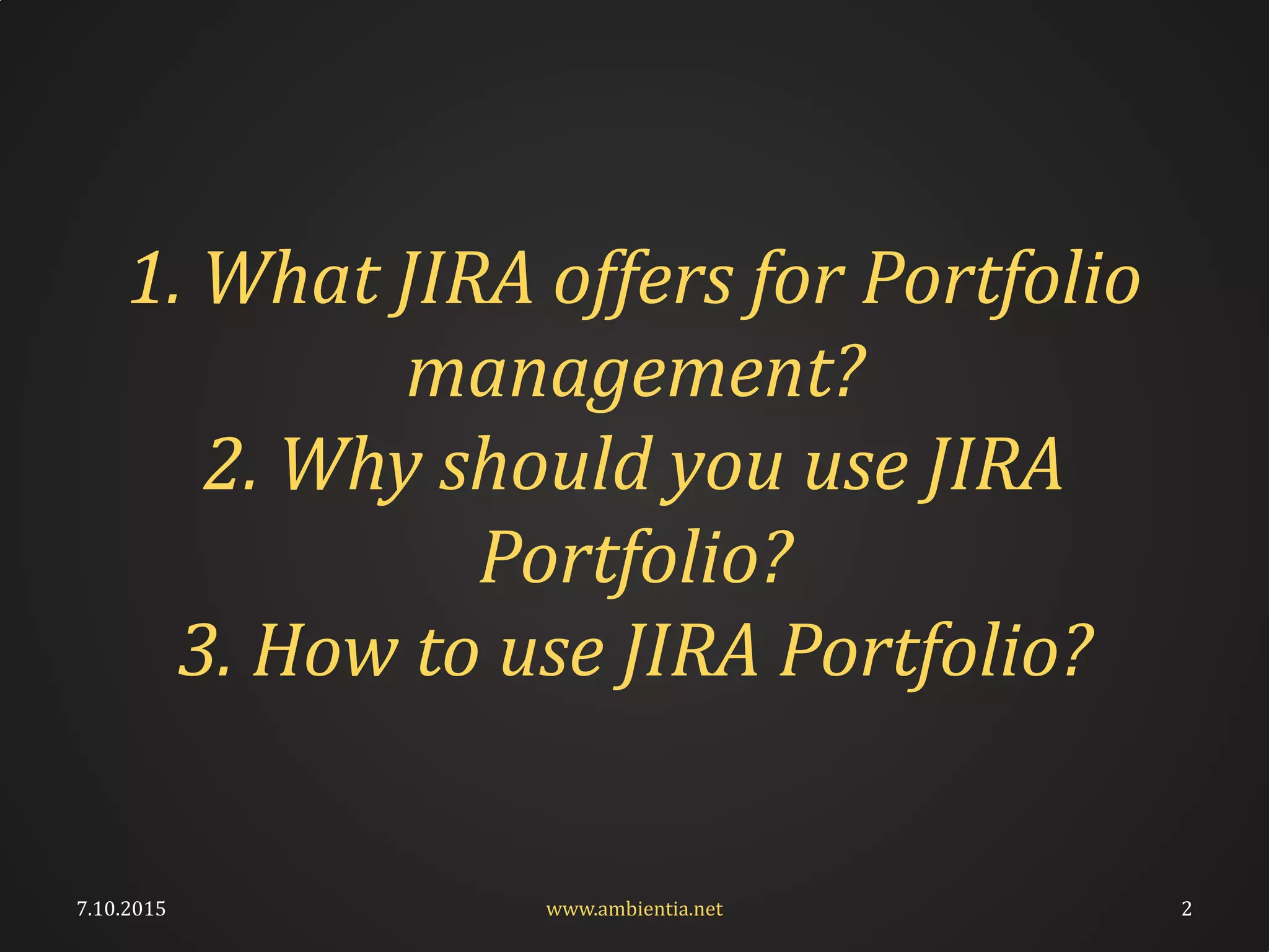JIRA Portfolio | PDF