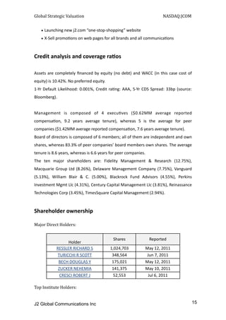 JCOM Strategic Valuation - Report | PDF