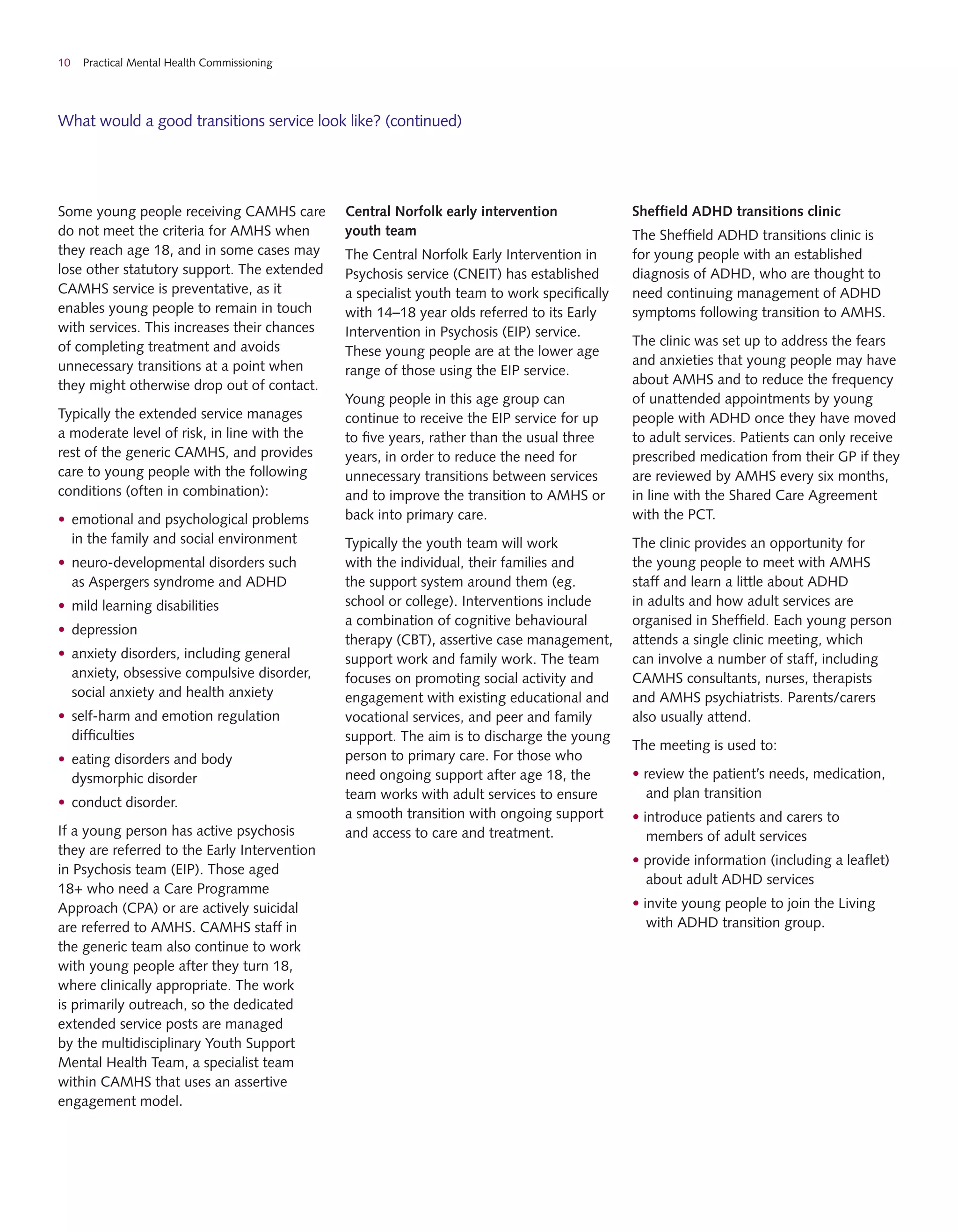 Guidance for commissioners of mental health services for young people ...