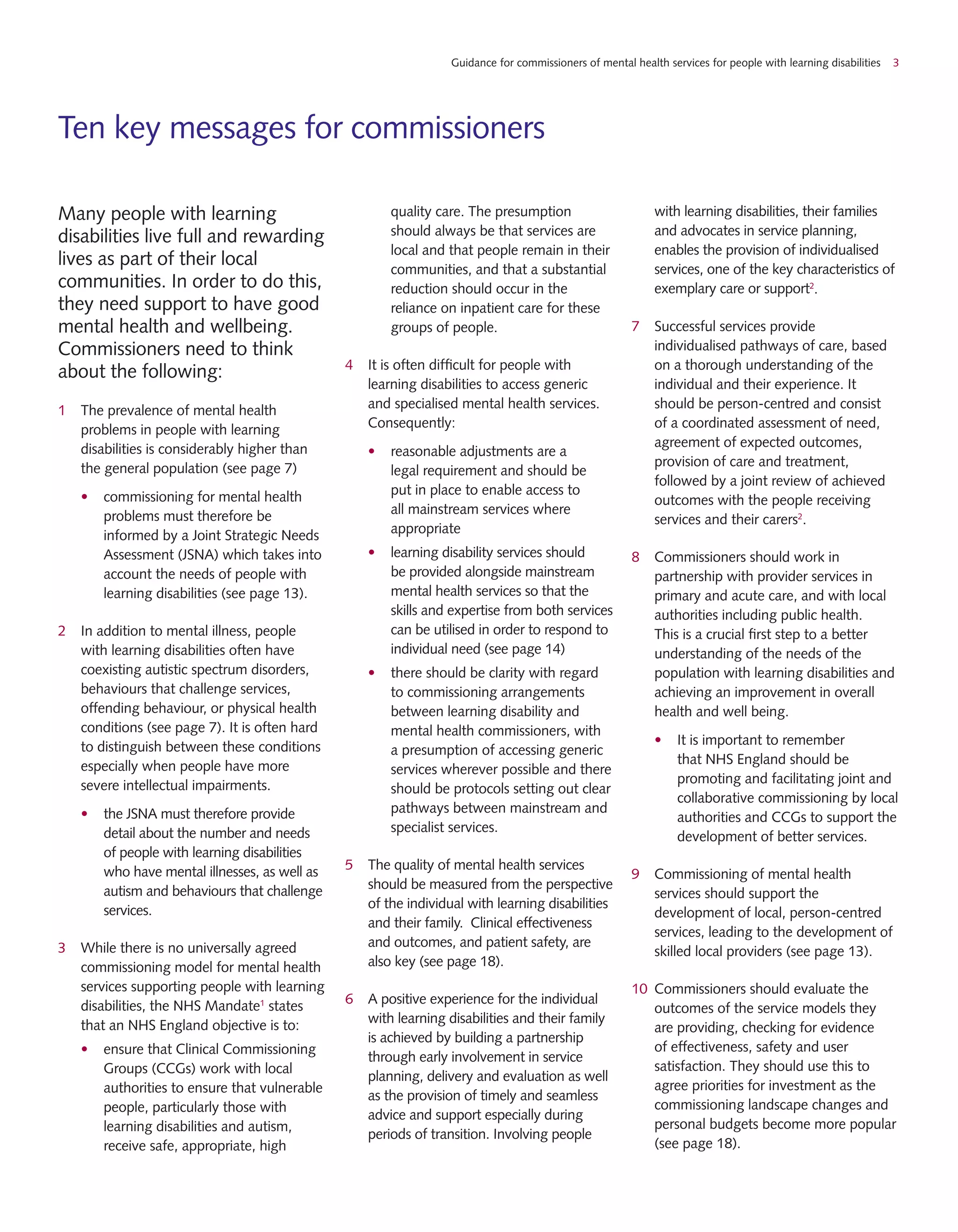 Guidance for commissioners of mental health services for people with ...