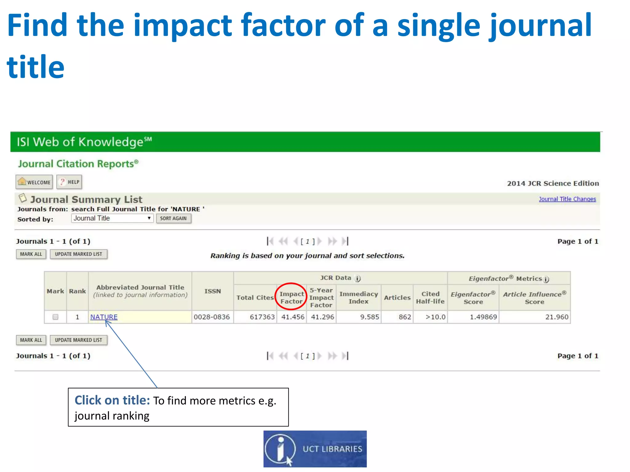 Journal Citation Reports - Finding Journal impact factors | PPTX