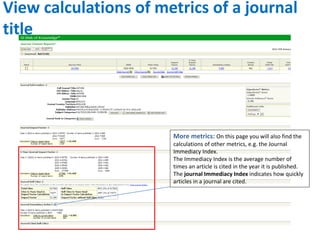 Journal Citation Reports - Finding Journal impact factors | PPTX