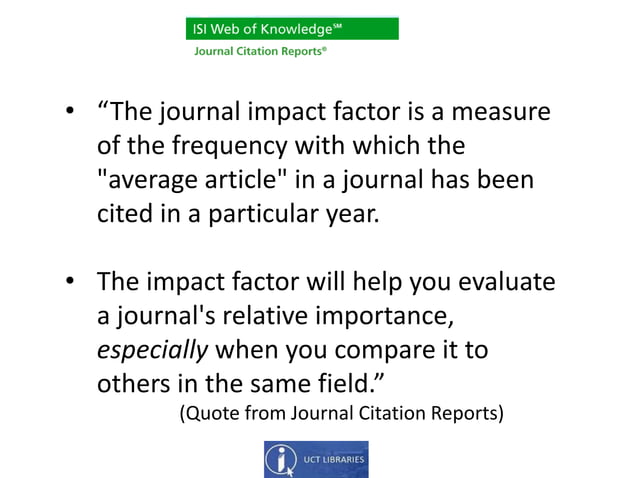 Journal Citation Reports - Finding Journal impact factors | PPTX