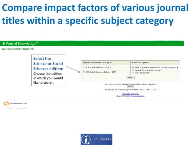Journal Citation Reports - Finding Journal impact factors | PPTX