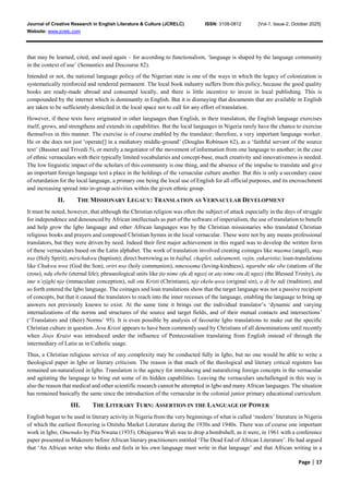 Nigerian English Writing and Translation: The Fate of the Vernacular ...